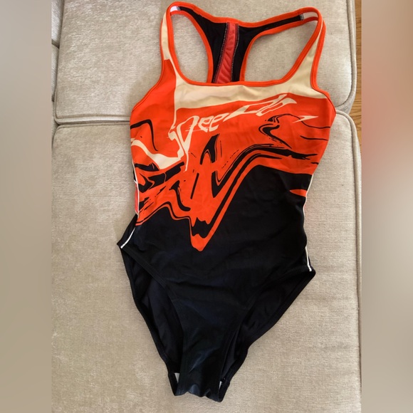 Speedo | Swim | Speedo Black And Orange One Piece Racerback Swimsuit ...